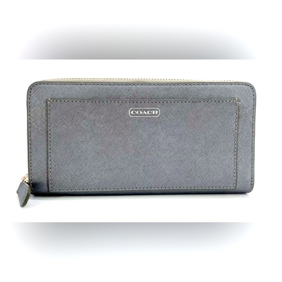 Coach | Bags | Coach Metallic Silver Darcy Bifold Zip Around Wallet Guc | Poshmark